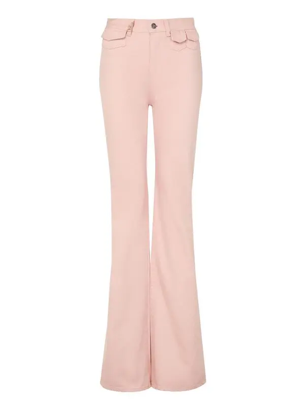 Chloé Fitted Cropped Bootcut Cotton Pants - Pink