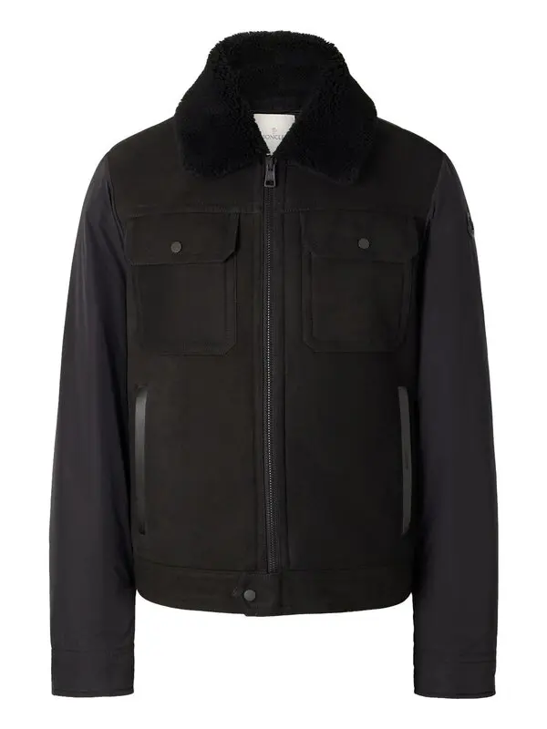 Moncler Zerique Shearling-trimmed Leather Jacket - Black