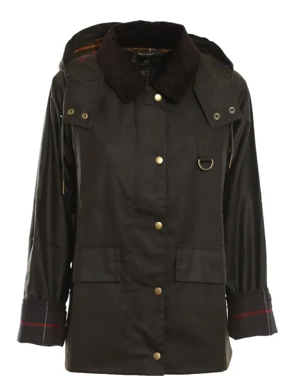 Barbour Avon Hooded Waxed Jacket - Black