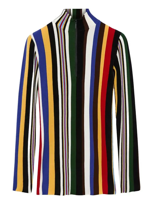 Loewe Striped Print High-neck Long-sleeved Top - Black
