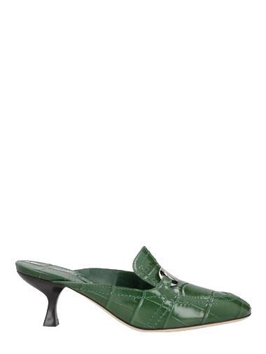FERRAGAMO Calfskin Mules With Crocodile Print - Green