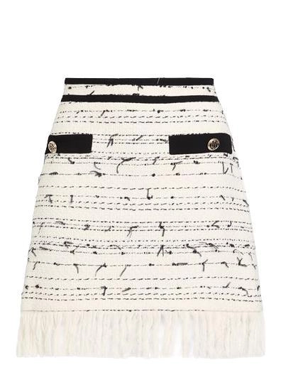 Liu Jo Cotton Flared Mini Skirt With Fringe Detail - Cream