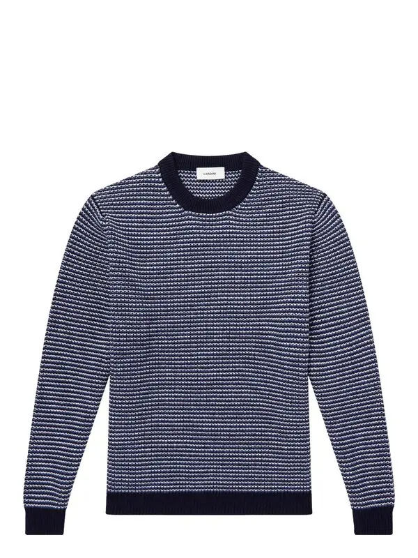 LARDINI Striped Wool And Cashmere-blend Sweater - Blue
