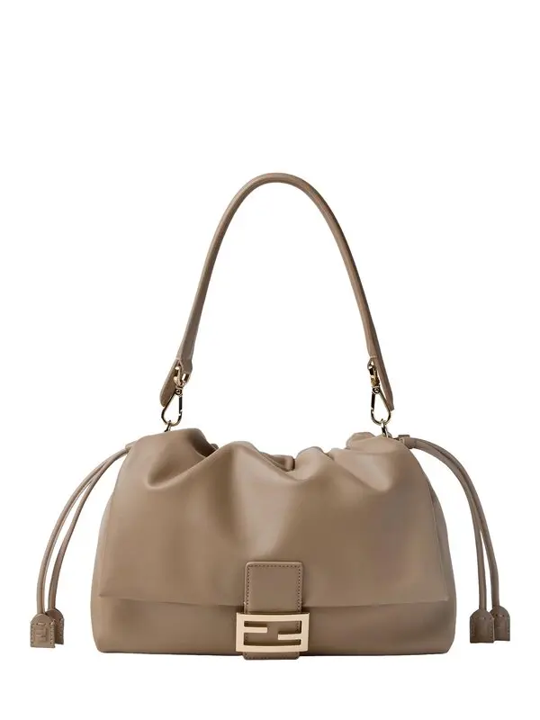 Fendi Baguette Soft Large Leather Bag - Beige