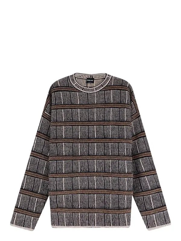 Giorgio Armani Striped Virgin Wool And Silk Oversized Crewneck Sweater - Nero