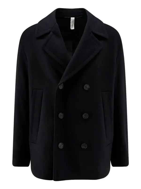 HEVO Double-breasted Virgin Wool Blend Coat - Black
