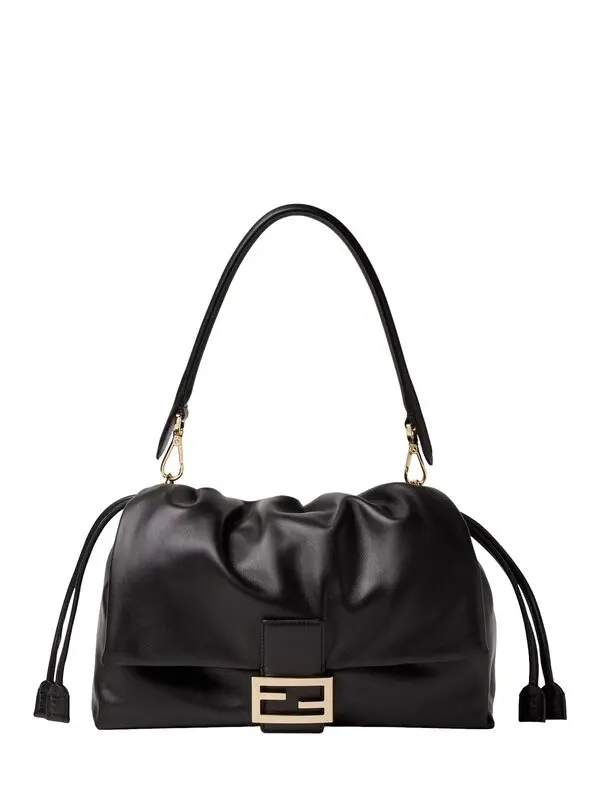 Fendi Baguette Soft Large Leather Bag - Black