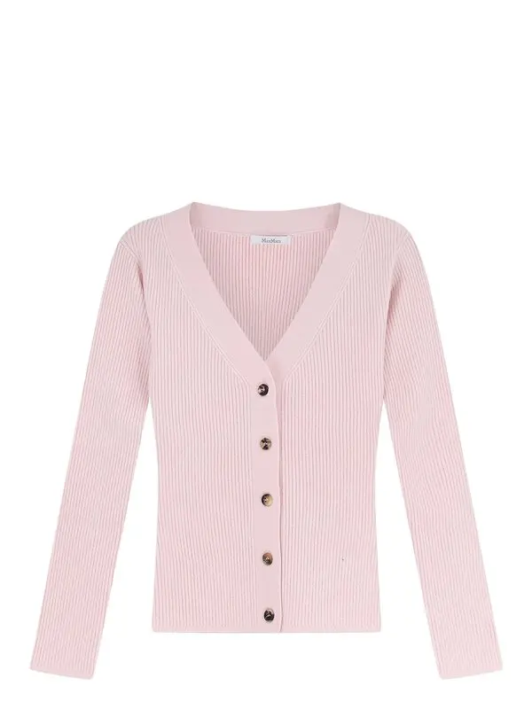 Max Mara Ribbed Wool And Cashmere V-neck Cardigan - Pink