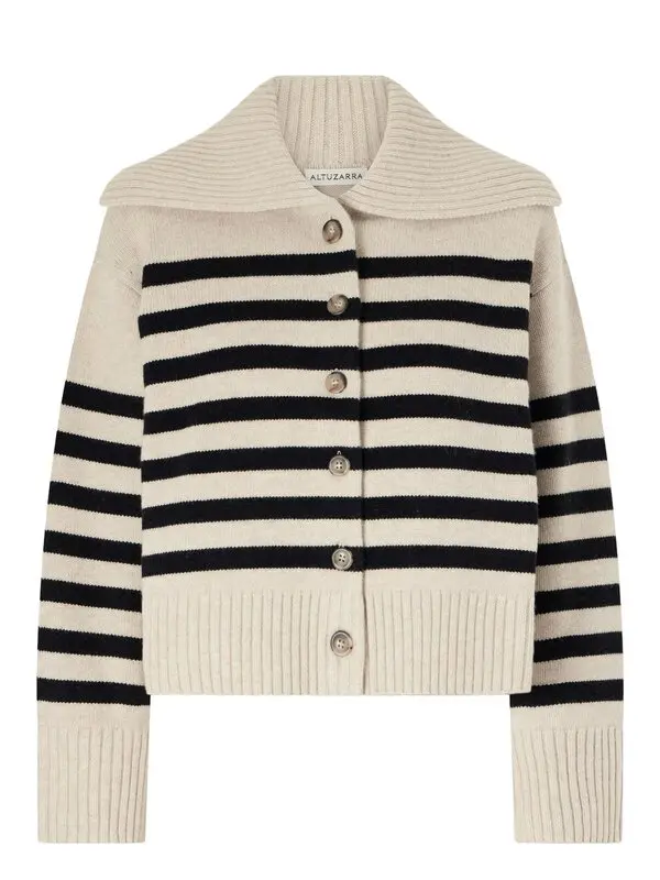 Altuzarra Rainger Striped Wool-blend Cardigan - Neutrals