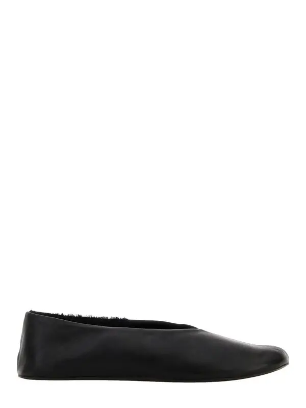 THE ROW Leather Stella Ballerinas - Black