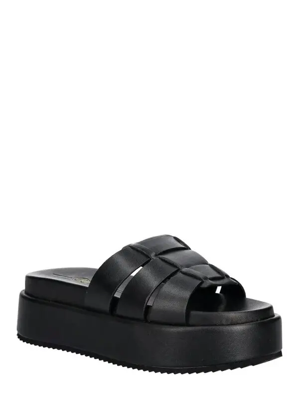 BUFFALO Woven Platform Slip-on Sandals - Black