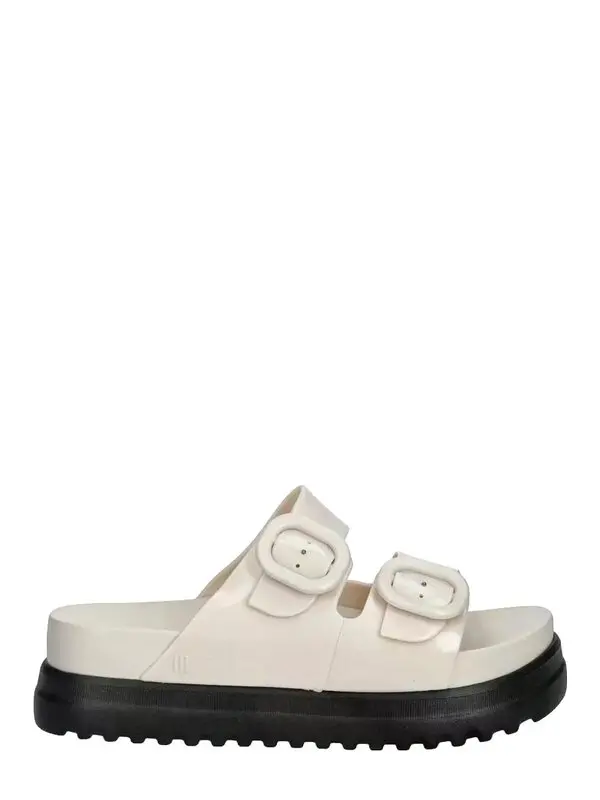 Melissa Buckle-fastening Platform Slides - Neutrals