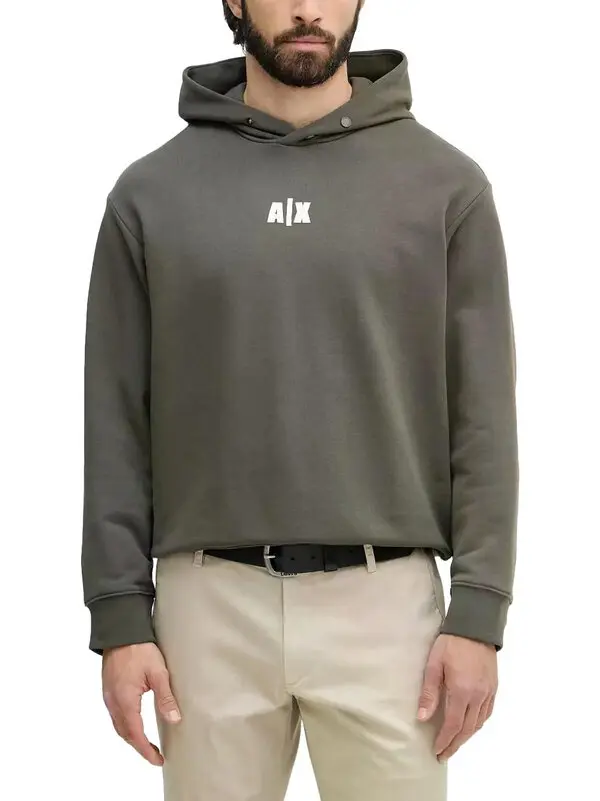 Armani Exchange Logo-patch Snap-button Hoodie - Green