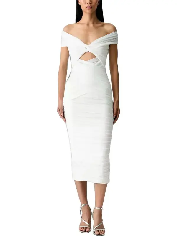 Bardot Priah Ruched Cut-out Midi Dress - White