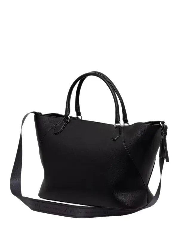 Armani Exchange Logo-plaque Textured Tote Bag - Black