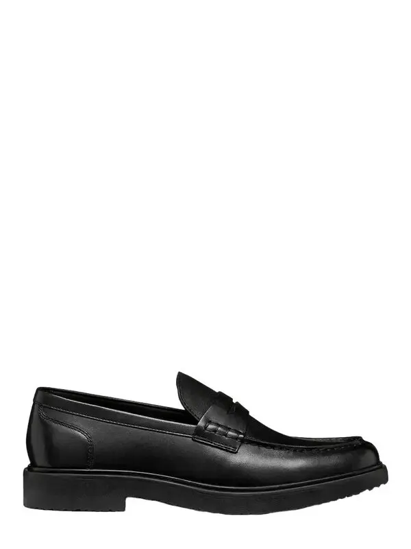 Geox Leather Penny-slot Loafers - Black