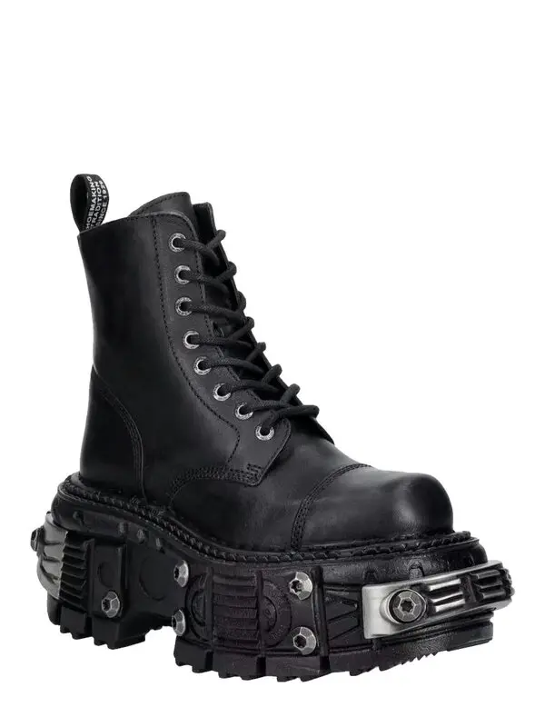 NEW ROCK Metallic Platform Boots - Black