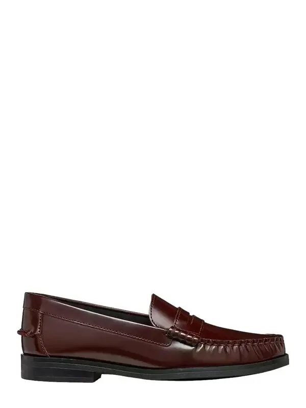 Geox Polished Finish Penny Loafers - Red