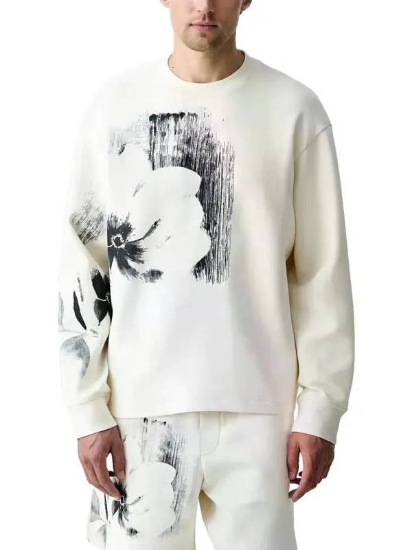 Armani Exchange Floral-print Long-sleeved Sweatshirt - White