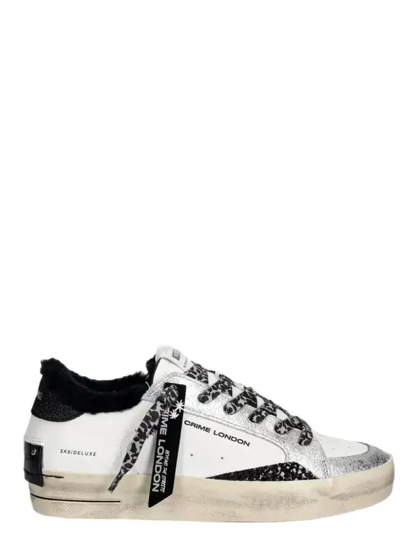 CRIME LONDON Shearling Trimmed Sneakers - White