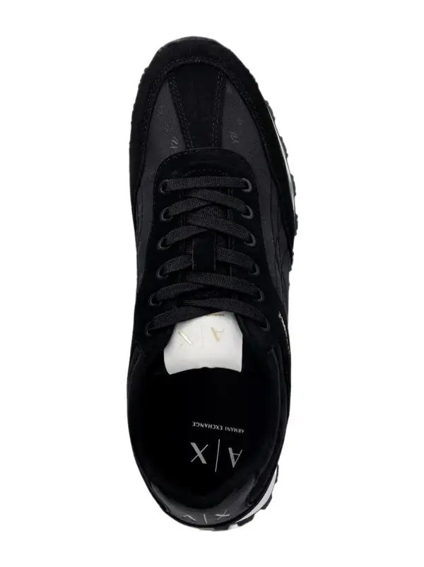 Armani Exchange Monogram-print Lace-up Sneakers - Black