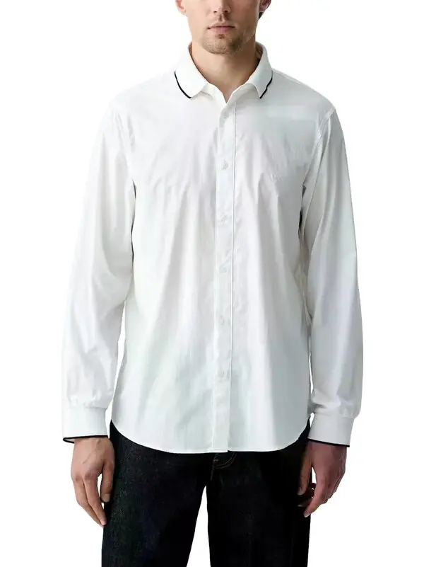Armani Exchange Logo-embroidered Contrast-trim Shirt - White