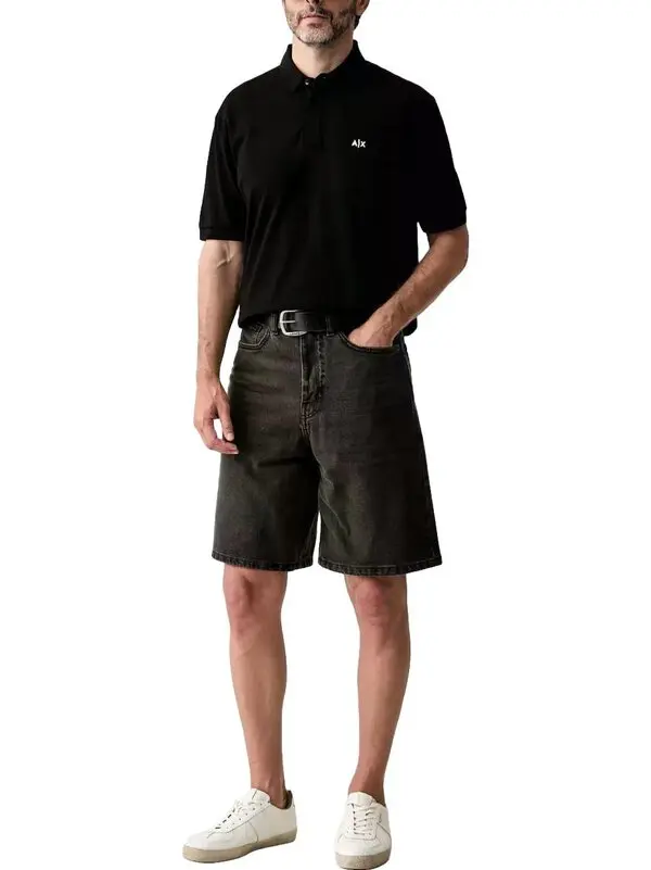 Armani Exchange Logo-print Short-sleeve Polo Shirt - Black