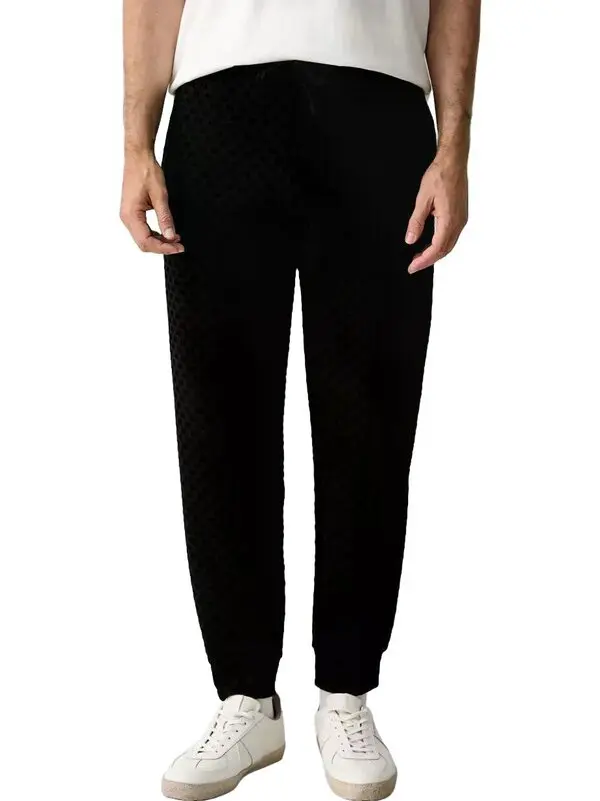 Armani Exchange Monogram-pattern Drawstring Track Pants - Black
