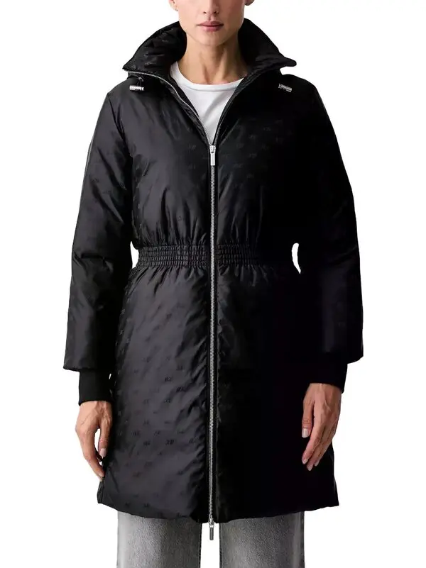 Armani Exchange Monogram-pattern Hooded Coat - Black