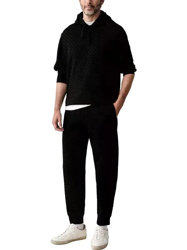 Armani Exchange Logo-pattern Drawstring Hoodie - Black