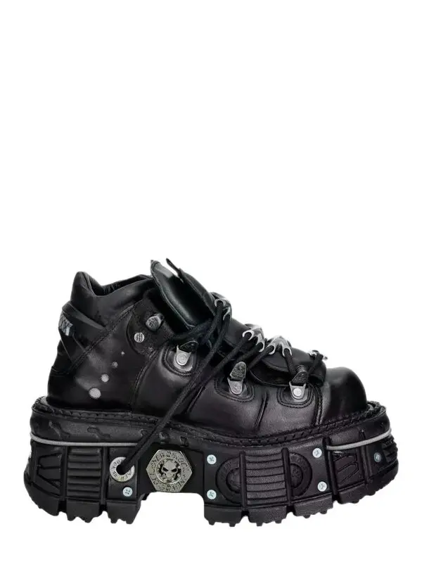 NEW ROCK Logo-plaque Platform Sneakers - Black