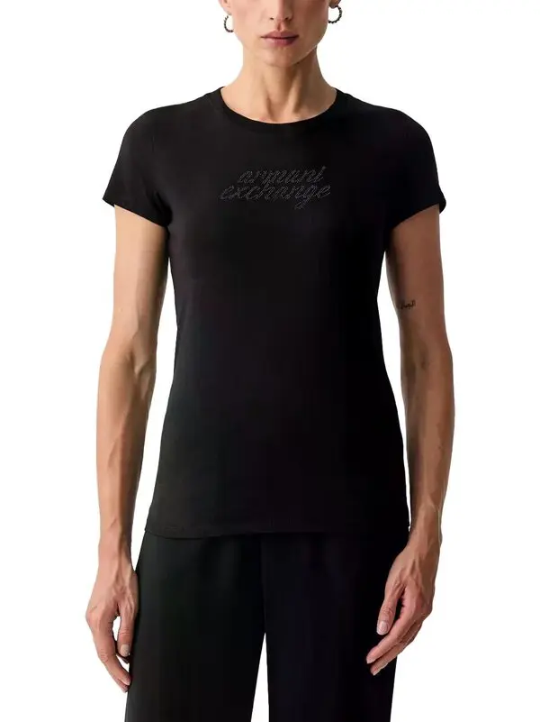 Armani Exchange Rhinestone-logo T-shirt - Black