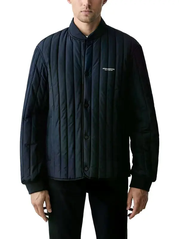 Armani Exchange Quilted Logo Print Jacket - Blue