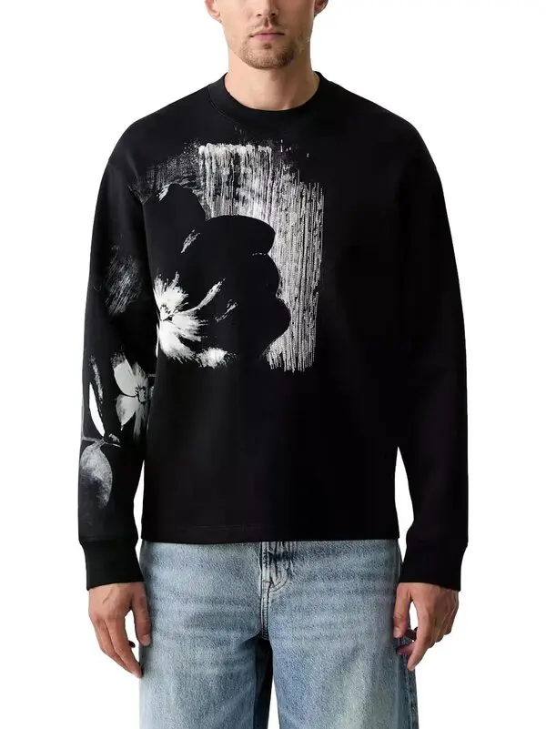 Armani Exchange Floral-print Crew-neck Sweatshirt - Blue