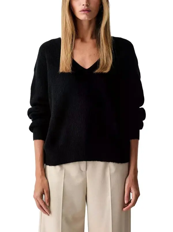 American Vintage Damsville V-neck Knitted Sweater - Black
