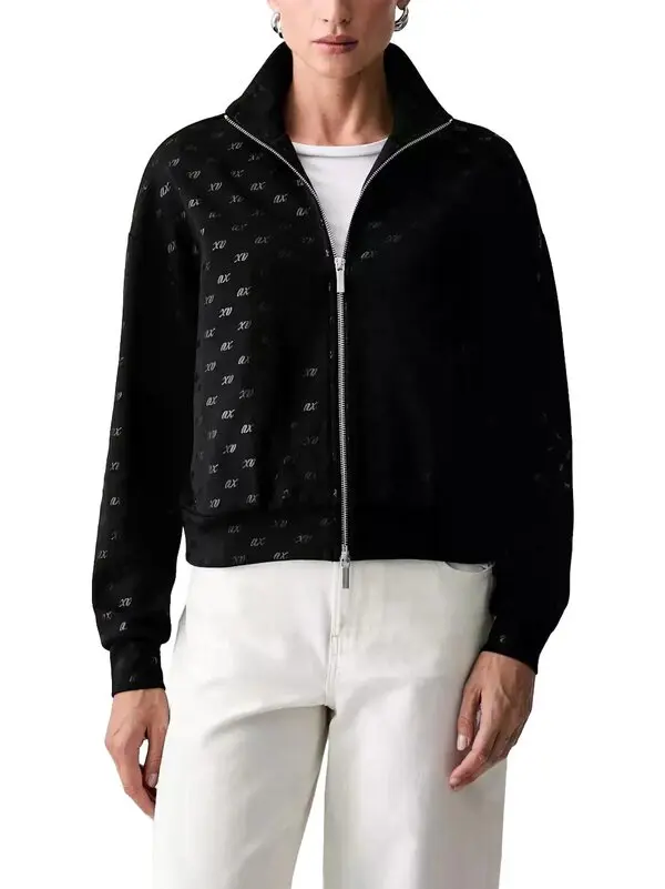 Armani Exchange All-over Logo Zip-up Sweatshirt - Black