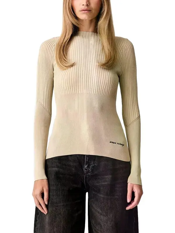 Armani Exchange Ribbed Logo-embroidered Sweater - Neutrals