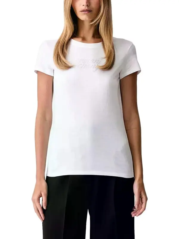 Armani Exchange Rhinestone-logo T-shirt - White