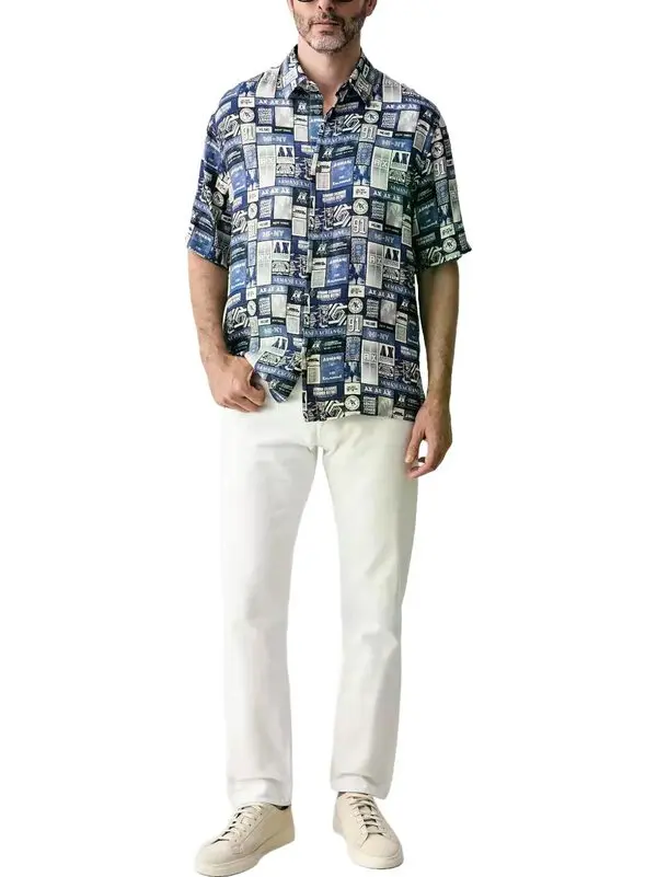 Armani Exchange Logo-print Short-sleeve Shirt - Blue