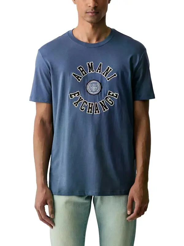 Armani Exchange Logo-patch Cotton T-shirt - Blue