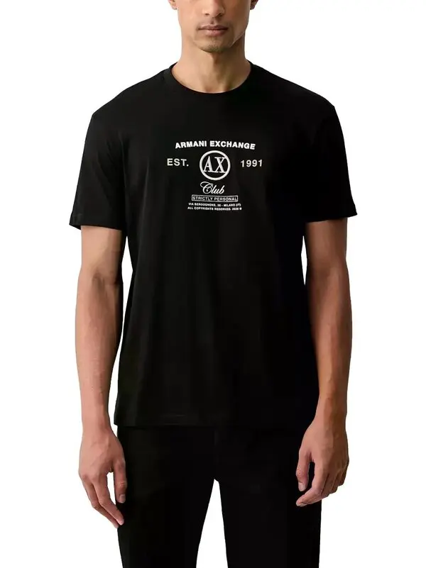 Armani Exchange Logo-embroidered T-shirt - Black