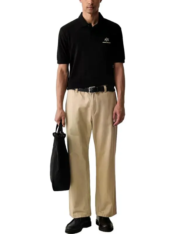Armani Exchange Logo-embroidered Polo Shirt - Black