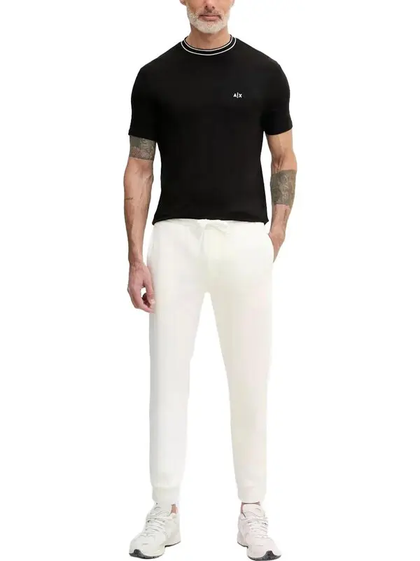 Armani Exchange Tipped-trim Logo-embroidered T-shirt - Black