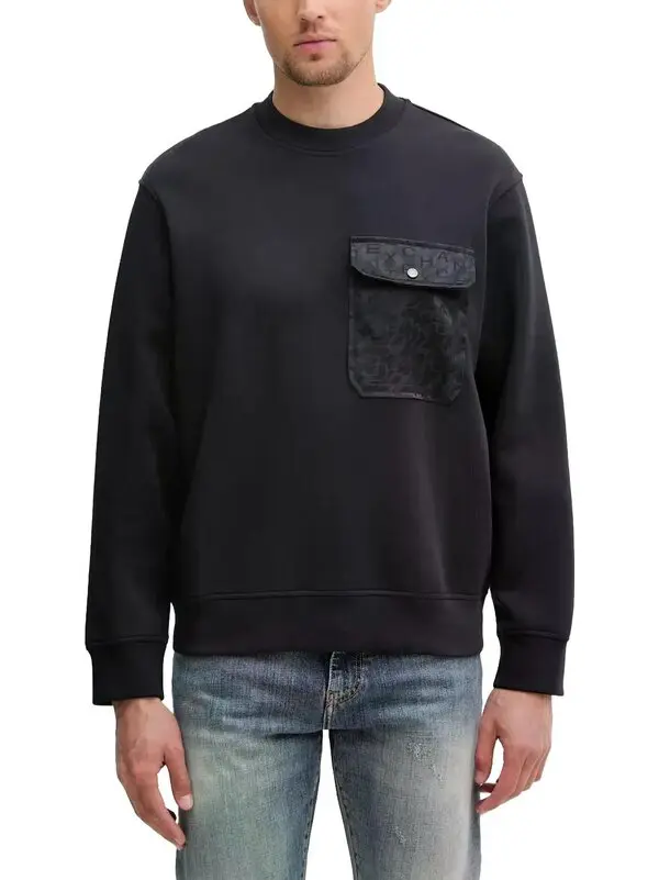 Armani Exchange Logo Pattern Crew Neck Sweater - Black
