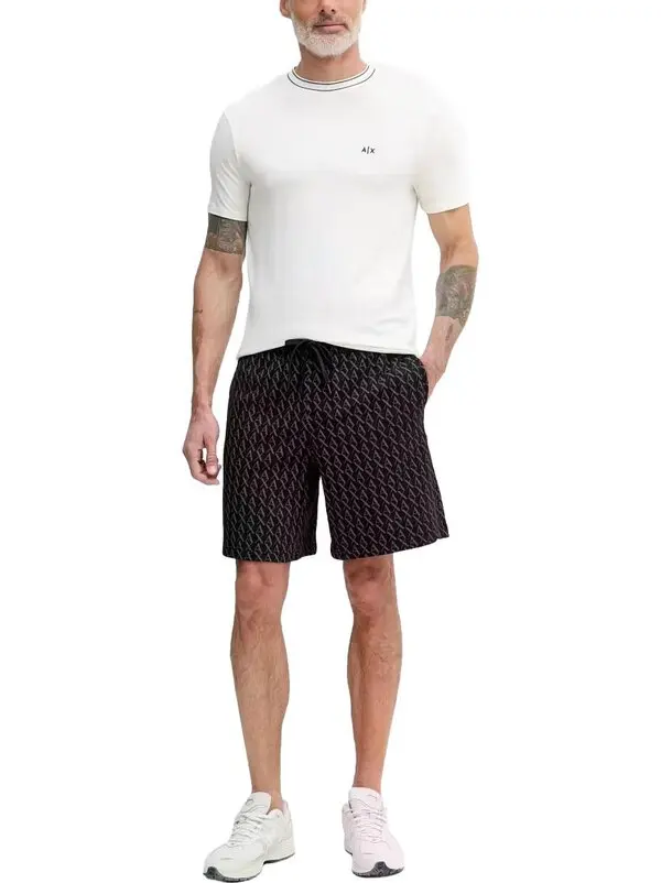 Armani Exchange Logo-print Contrast-trim T-shirt - Neutrals