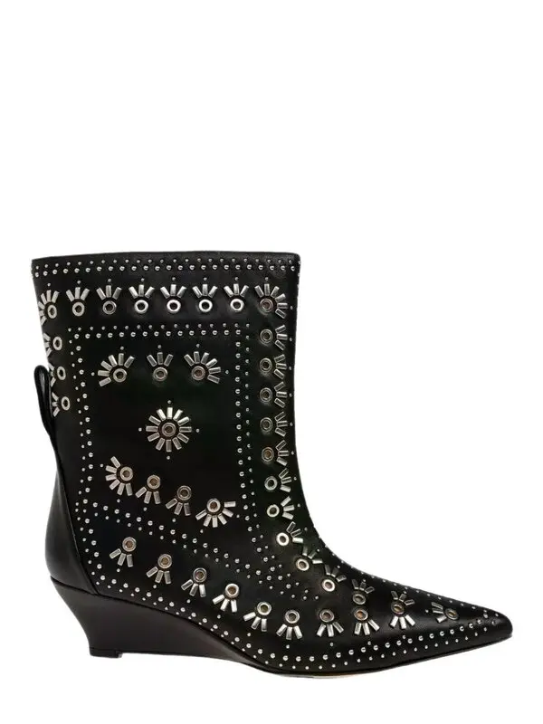 ODISSI Stud-embellished Wedge Ankle Boots - Black