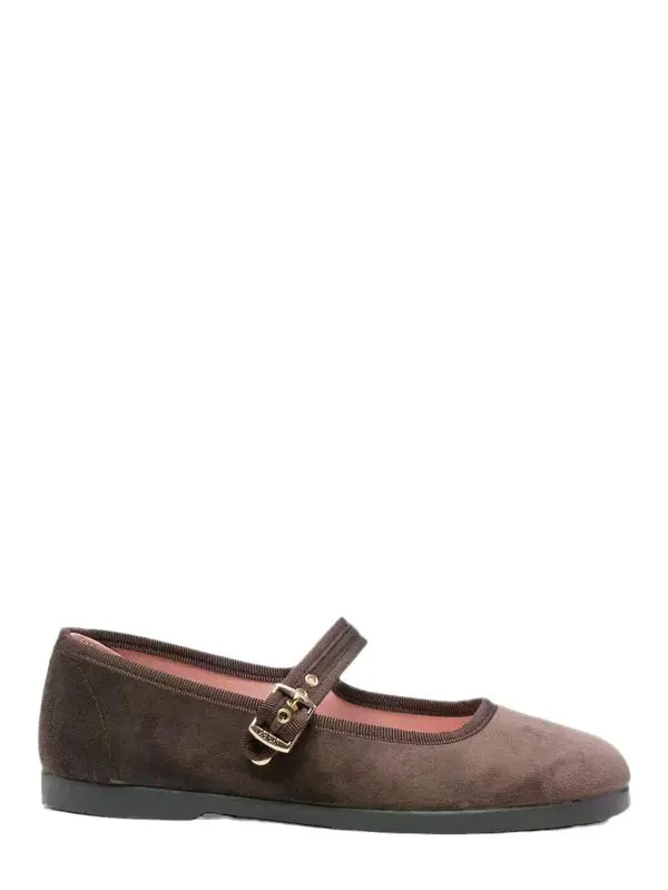 Victoria Beckham Buckle-fastening Velvet Ballet Flats - Brown
