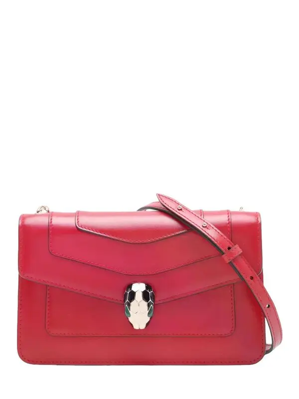 BVLGARI 2010-2026 Small Calfskin Serpenti Forever East West Shoulder Bag - Red