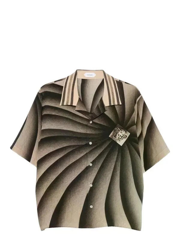 Versace The Vortex-print Silk Shirt - Neutrals