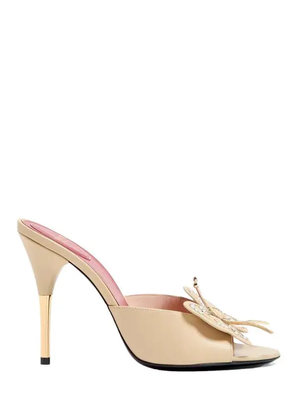 Valentino Garavani Flutterby Kidskin Slide Sandals - Neutrals
